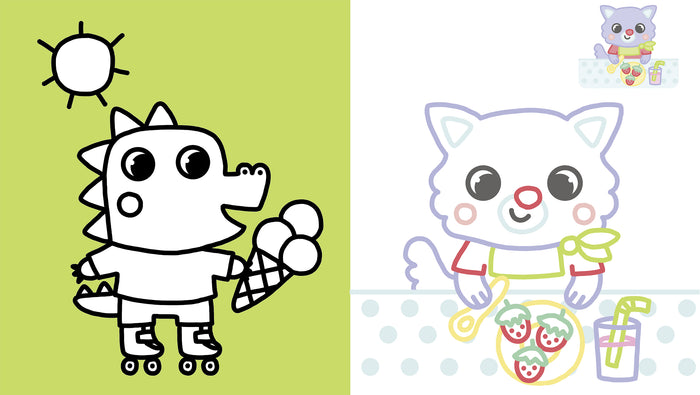 Coloriages à bords pailletés - Ninon le chaton